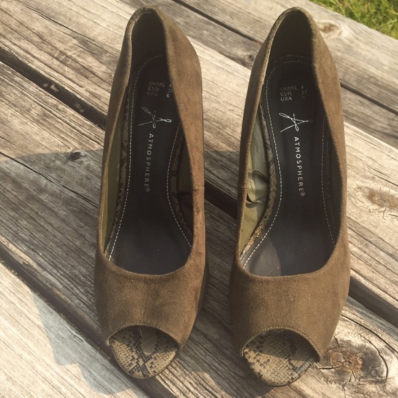 Atmosphere | Shoes | Atmosphere Olive Green Suede Wedge Shoes | Poshmark